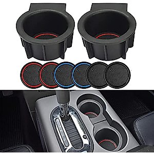 AOTEMILK TPE Console Cup Holder Inserts Replacement for Ford F150 2004-2008 with Flow Through Console Drink Bottle Hold for 2003-2006 Ford Expedition & Lincoln Navigator