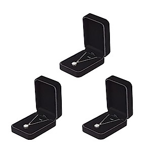 3 Pieces Velvet Pendant Necklace Gift Boxes Set, Classic Jewelry Packaging Storage Case, Jewellry Display Box for Wedding, Engagement, Proposal, Birthday and Anniversary (Black)