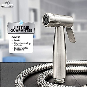 SmarterFresh Faucet Bidet Sprayer for Toilet - Warm Water Handheld Sprayer with Sink Hose Attachment for Bathroom… (Stainless Steel)