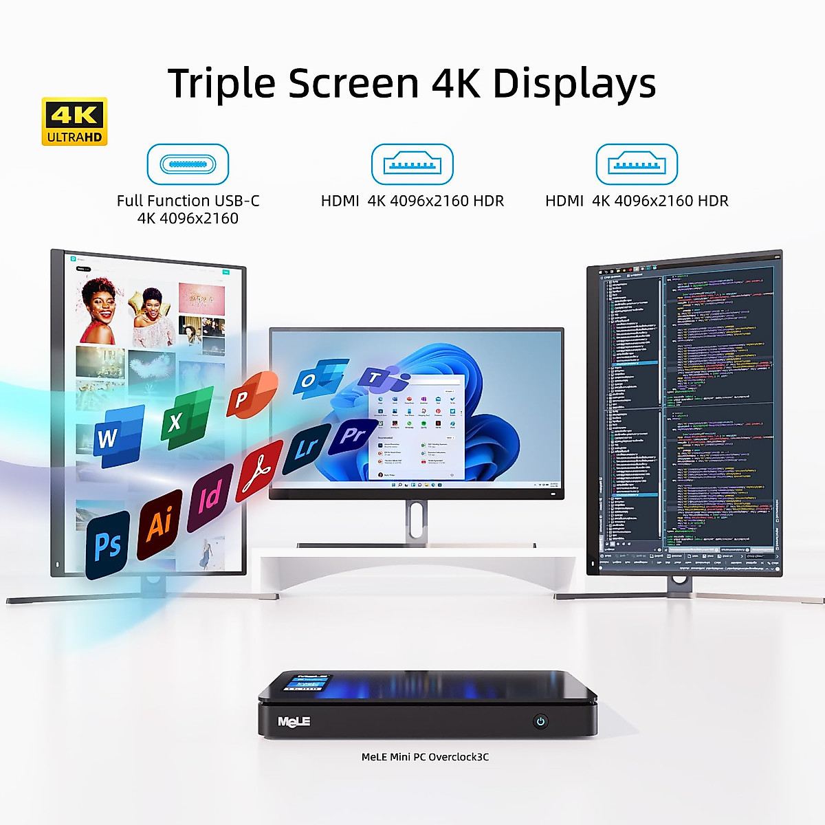 MeLE Overclock3C Mini PC Windows 11 Pro Micro PC Celeron N5095(4C/4T, up to 2.9Ghz, TDP 15W) 32GB DDR4 512GB ROM Small Desktop Computer with 2 X HDMI 4K@60Hz, USB-C, WiFi 6, BT5.2, VESA Mount