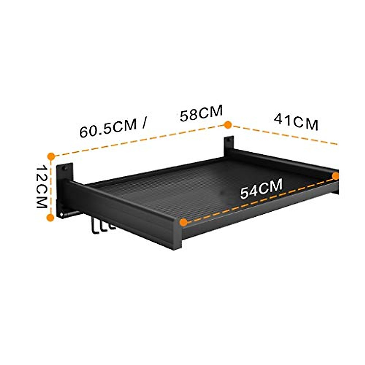 ZSQAI Microwave Oven Rack Kitchen Countertop Storage Organizer, Storage Shelf over Microwave with 3 Hooks, Save Space Durable Black Space Aluminum