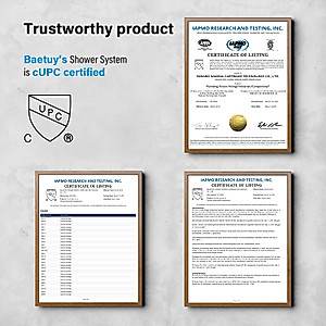 Baetuy Black Shower Faucet Set, Rainfall Shower System with Rain Shower Head and Handle Set, Wall Mounted Shower Fixtures With Shower Valve and Trim Kit 10 inch Matte Black