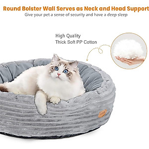 Heated Cat Bed for Indoor Cats, 20’’ Electric Cat Heated Bed Pet Warming Bed for Cats and Small Dogs, Washable Calming Round Donut Pet Bed with Heating Pad, Indoor Use