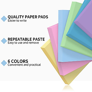 MyLifeUNIT Sticky Notes 3x3, Bulk Pack 54 Note Pads 5400 Sheets for Daily Reminder, Self-Stick Notes with 6 Assorted Colors