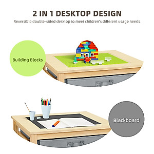 OOOK Wooden Kids Building Block Table with Storage, Toddler Activity Table Gives Children A Space for Their Daily Life and Creativity, Nice Kids Play Table for Kids Room, Nursery, Classroom