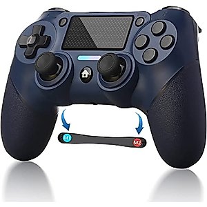 Jusubb Replacement for PS4 Controller, Programmable Function with 6-axis Gyro Sensor Non-Slip Joystick Dual Vibration, Audio Function with 3.5mm Jack a
