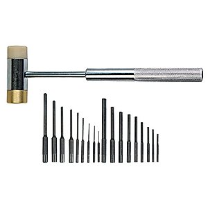 Wheeler Master Roll Pin Punch Set with Dual Sided Hammer, Roll Pin Punches and Starters, Storage Case for Gunsmithing,silver