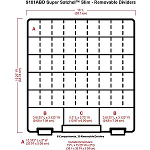 AB Designs 9101ABD Super Satchel Slim with Removable Dividers, Stackable Home Storage Organization Container, Clear with Silver Latches