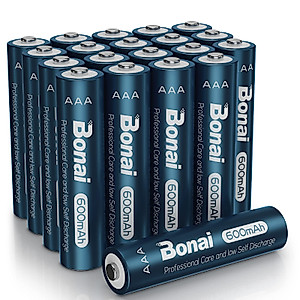 BONAI Solar AAA Rechargeable Batteries 1.2V 600mAh_20 Packs_ Triple AAA NiMH Battery Solar Batteries for Solar Garden Lights for Solar Lights, Garden Lights, Solar Lamp Anti-Leak (AAA 20 Pack)…