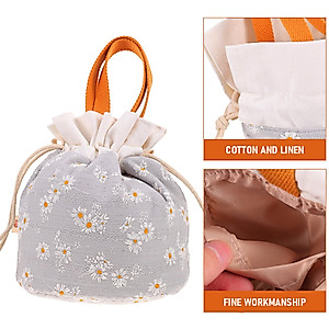 Cabilock Lunch Bag Insulated Folding Lunch Bag Bento Box Drawstring Bag Portable Lunch Holder Daisy Pattern Bento Box Bag Cute Tote