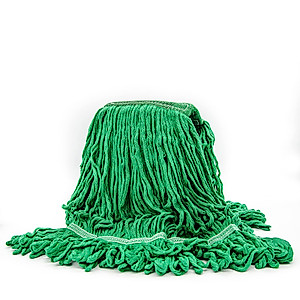 Barbunos Coniglio String Mop Head Looped-End Wet Refill Replacement Heavy Duty Cotton Commercial Industrial Grade Floor Cleaning Removable Washable - Blue & Green (Green, 2)