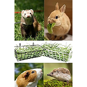 2 Pack Hay Feeder with Two Extra Hooks for Rabbit, Guinea Pig, Bunny, Chinchilla, Heavy Duty Metal Rack Hay Holder