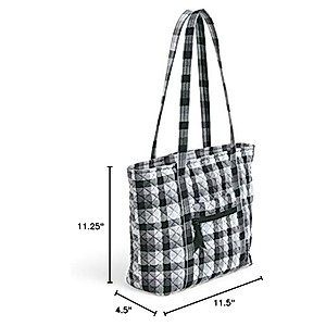 Vera Bradley Women's Cotton Small Vera Tote Bag, Kingbird Plaid, One Size
