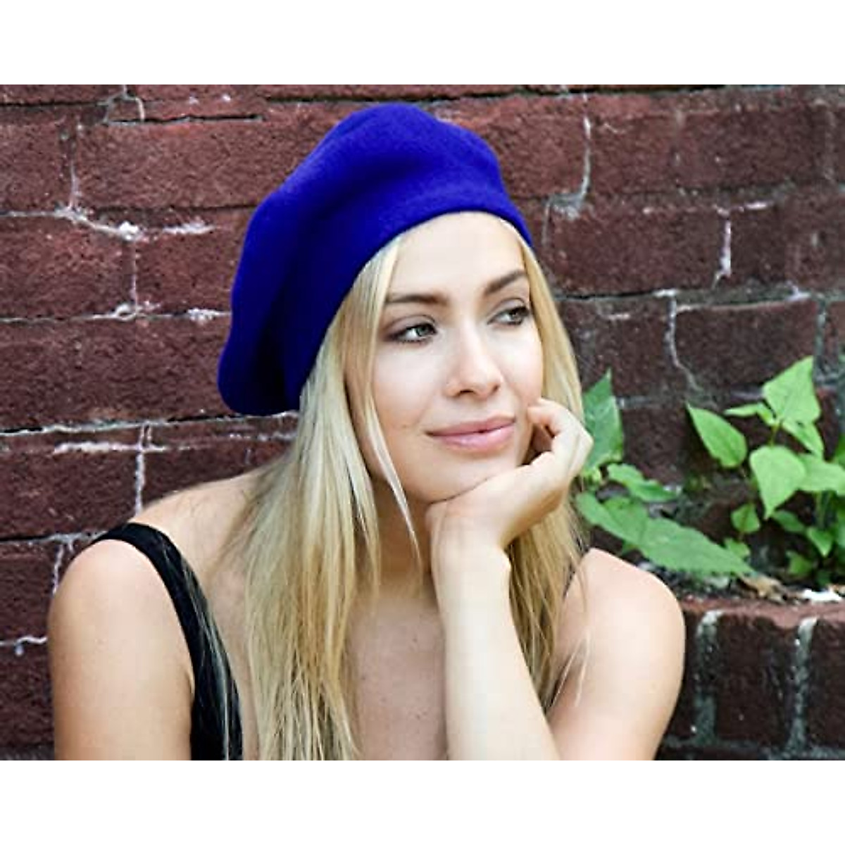 Women French Wool Beret Hats - Solid Color Classic Beanie Winter Cap(Royal Blue)