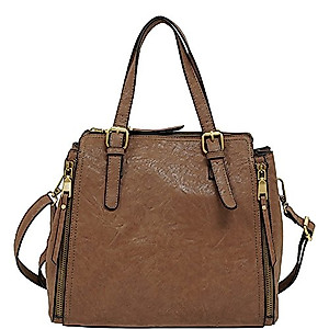Bueno of California womens Veg Tan satchel style handbags, Dark Taupe, One Size US