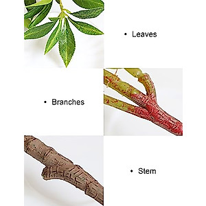 Forlaoers 4pcs Nearly Natural Artificial Plants Fake Green Flowers Leaves Olive Twigs Willow Branches for Tall Vases Home Decor Indoor Living Room Desk Wedding Greenery Stems for Centerpieces