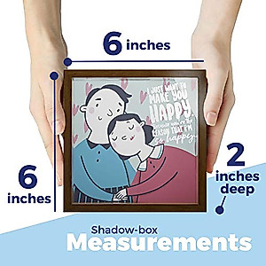 Wedding Gifts for Couples Unique 2022 | 6x6x2 Glass Wooden Shadow Box | Marriage Day Gifts | for Wedding Photo Frames | Perfect Personalized Wedding Anniversary | Ideal for Marriage Bedroom Decor