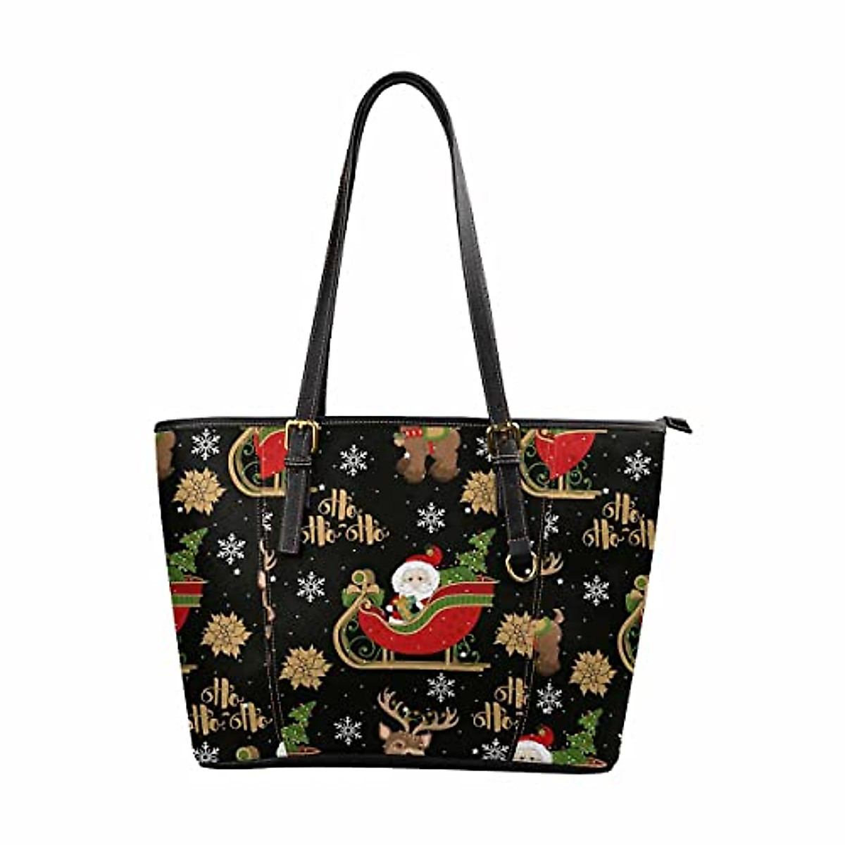 InterestPrint Tote Bag for Women School Work Travel and Shopping Pattern with Santa Claus