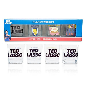 Silver Buffalo Ted Lasso 10-Ounce Mini Rocks Glasses | Set of 4