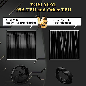 YOYI YOYI 3D Printer Filament, 95A TPU Filament 1.75mm, Flexible Filament, 0.8KG Spool,Dimensional Accuracy +/- 0.03 mm, Soft TPU Filaments of High Elasticity (Black)