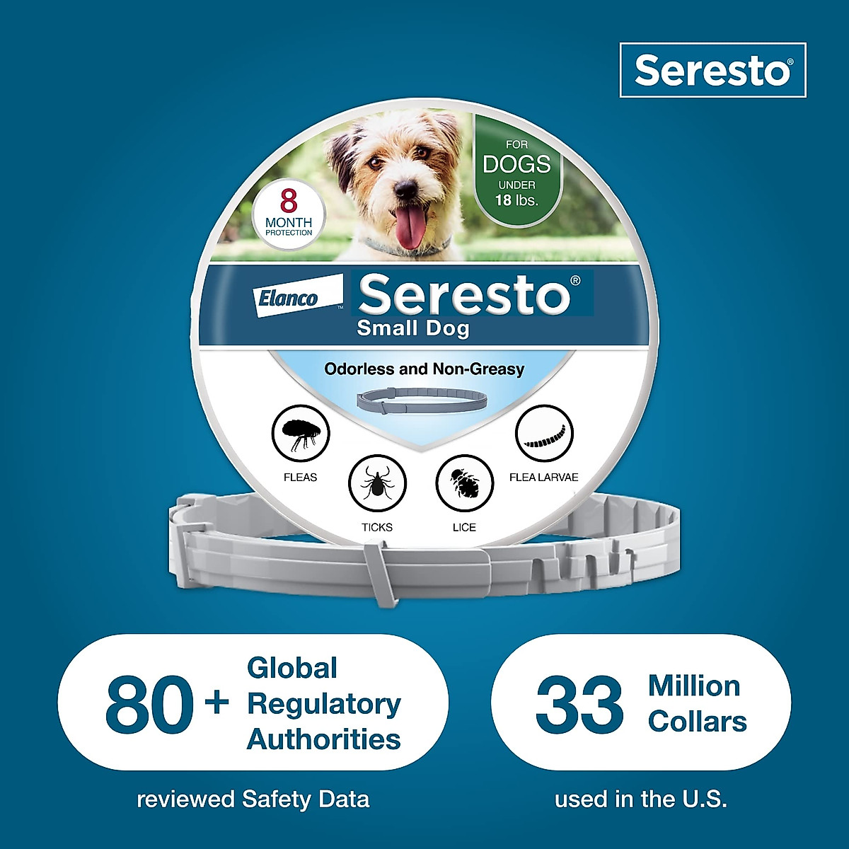 Bundle of Seresto Small Dog Collar for Dogs Under 18 lbs. + Pet Protect Probiotic Dog Supplement Oral Gel 32g