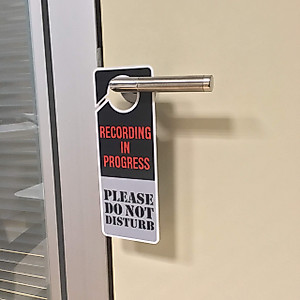 CLEVER SIGNS Recording in Progress - Please Do Not Disturb Sign, Door Knob Hanger 2 Pack, Double Sided, Ideal for Using in Any Room.