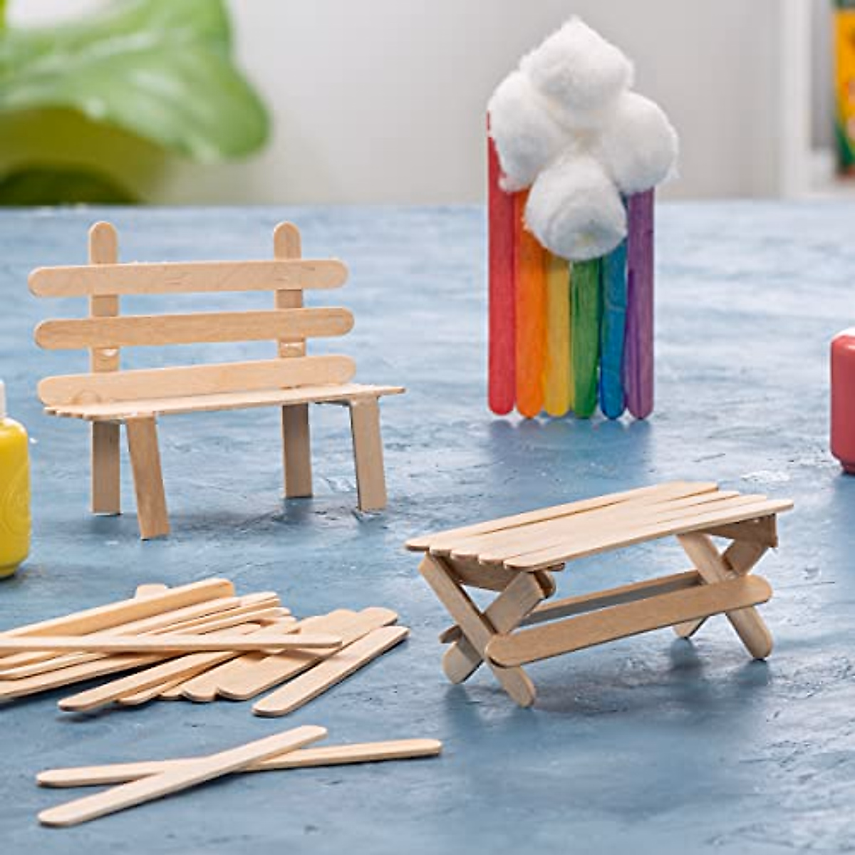 [200 Count] 4.5 Inch Wooden Multi-Purpose Popsicle Sticks for Crafts, ICES, Ice Cream, Wax, Waxing, Tongue Depressor Wood Sticks