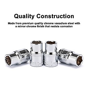 CASOMAN 10Piece Impact Socket Set, 1/4" & 3/8" Drive, Deep & Shallow, 10mm, Metric, Mirror Chrome Finish