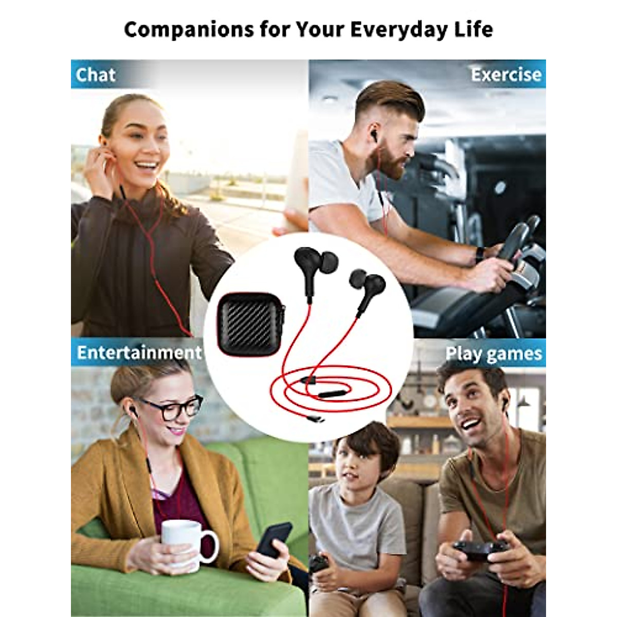 Usb C Headphone Wired Earbuds Magnetic in-Ear Type C Earphone with Microphone for Samsung Galaxy A53 S23 Ultra S22 S21 S20 Google Pixel 7 6 6a iPad 10