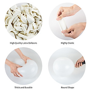 110pcs White Balloons, 12inch White Latex Balloons, Helium Quality for Birthday Anniversary Bachelorette Party Decorations (With 2 White Ribbons)