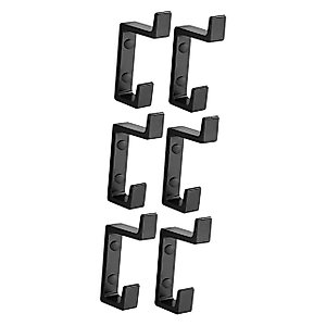 DOITOOL 6 pcs Household for Robe Shelves Heavy Hanger Hook Home Clo Coats Towel Hat Double Modern Key Stylish Bedroom Useful Durable Black Mounted Bathroom Entryway Rack Storage Coat