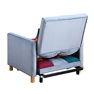 KJGJ 3 in 1 Convertible Sleeper Sofa Chair Bed Adjustable Sleeper Bed Chair with Pillow Multi-Functional Sleeper Chair with Soft Velvet Perfect for Living Room Bedroom or Office (Colorful)