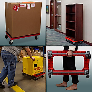 Akro-Mils RMD3018RC4PAR Plastic 4-Wheel Furniture Dolly with Steel-Reinforced Frame and 4-Inch 4-Way Swivel Casters, 1200 Lbs Capacity, 18-Inch x 30-Inch, Red