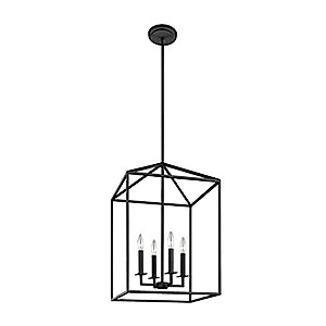 Generation Lighting 5115004-112 Perryton Medium Four - Light Hall/Foyer Hanging Modern Fixture, Midnight Black