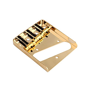 Bogart Guitar Bridge Tailpiece 3 Pcs Zinc Saddles Bridge for Vintage Tele Telecaster Style Electric Guitar Parts Top or Bottom Load Ashtray Style Gold.