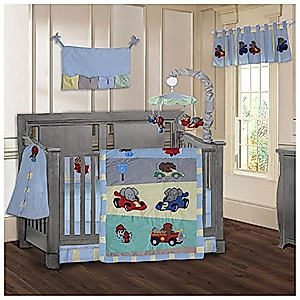 BabyFad Animal Zoom 9 Piece Baby Crib Bedding Set