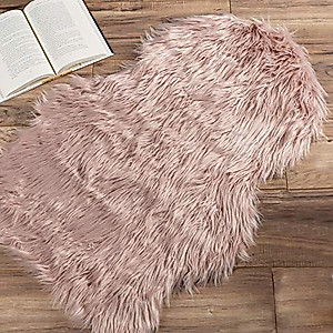 Sheepskin Throw Rug Faux Fur 2x3-Foot High Pile Soft and Plush Mat for Bedroom, Kitchen, Bathroom, Nursery & Office by Lavish Home