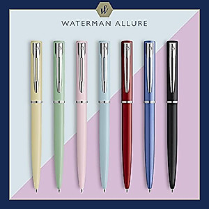 Waterman Allure Ballpoint Pen | Citron Yellow Matte Lacquer with Chrome Trim | Medium Point | Blue Ink | With Gift Box