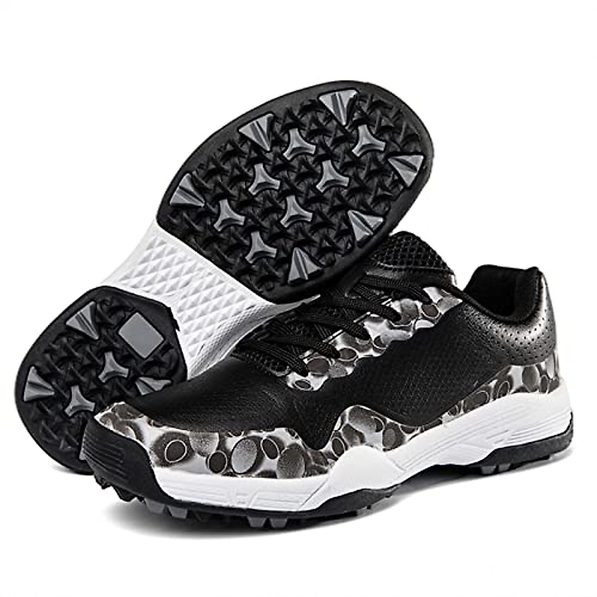 EHQZN Women Golf Shoes Breathable Golf Shoes Women Spikeless Golf Training Sport Sneakers Black