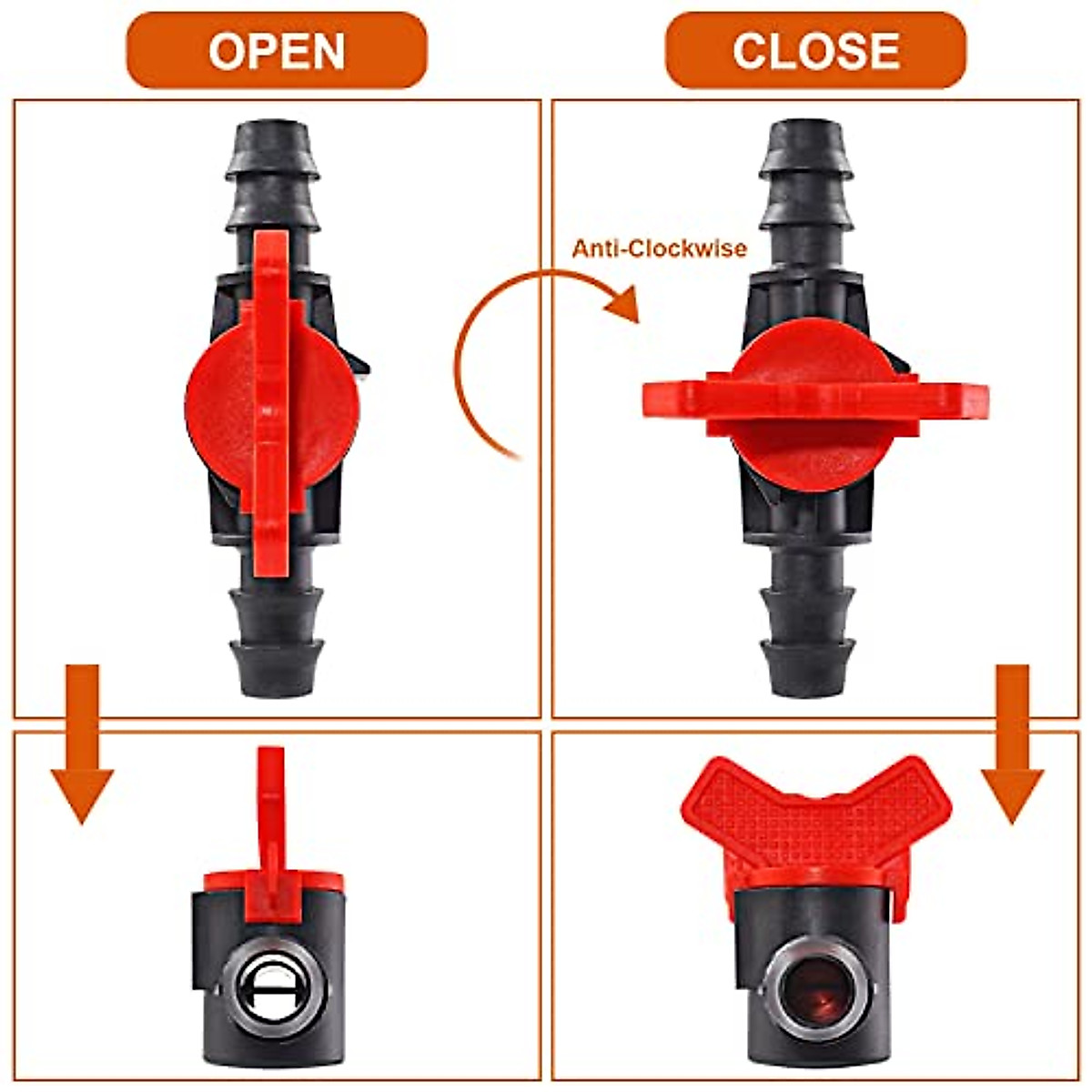Moicstiy 6Pcs 1/2 Inch Drip Irrigation Switch Valve 16mm Ball Valve Shut-Off Switch Tubing Coupling Valve with Hose Barb for Agricultura Garden