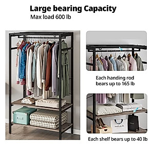 Gssimeal Closet Rack, 2 Tiers Heavy Duty Clothes Rack Garment Rack Freestanding Closet Large Wardrobe Bedroom Hanging Clothes Rack,Black