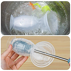 haakaa Manual Breast Pump Hand Pump Milk Pump Breast Milk Collector with Suction Base and Flower Stopper 100% Food Grade Silicone BPA Free (4oz/100ml) (Orange)