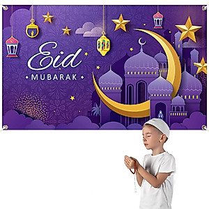 Eid Mubarak Decorations Eid Banner Ramadan Backdrop Background for Eid Al-fitr Party Decorations Supplies