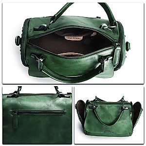 IVTG Genuine Leather Satchel Bag for Women Vintage Handmade Top Handle Crossbody Handbag (Green)