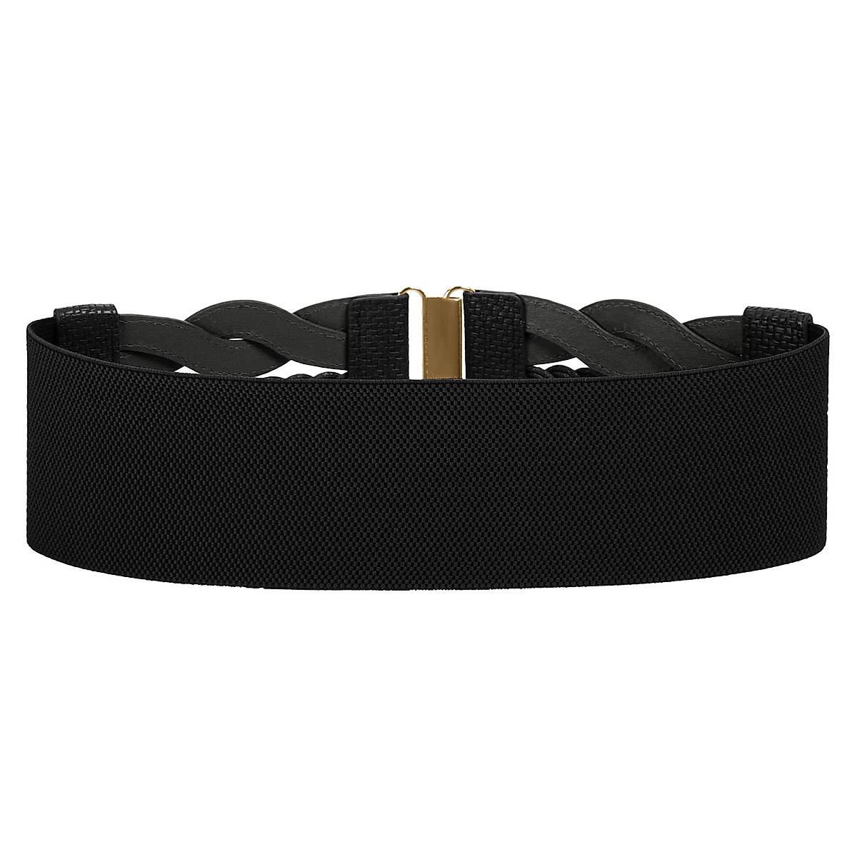 GRACE KARIN 50s Retro Wide Belts Elastic Woven Bohemia Cinch Belts for Women Dresses Black S