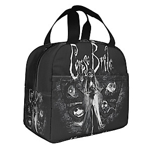 MZJJ Corpse Bride Lunch Box Travel Bag Reusable Insulated Lunch Bags Picnic Tote Bag, Black
