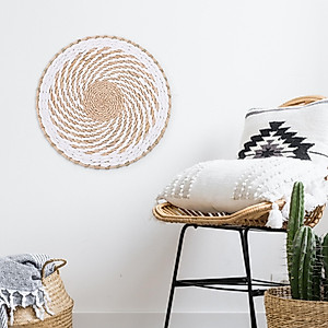 Kichvoe Woven Wall Hanging Baskets Decorative Rattan Basket Rattan Basket Wall Decor Wall Basket Decor Unique Wall Decor Woven Wall Plate Decor Basket Wall Art Grass Round Wall Decoration