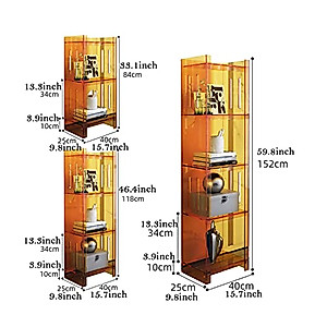 Librero Estantería Clear Acrylic Narrow Bookcase 2 Tier/3 Tier/4 Tier Skinny Open Bookshelf Modern Display Storage Organizer for Living Room Organizer Decor