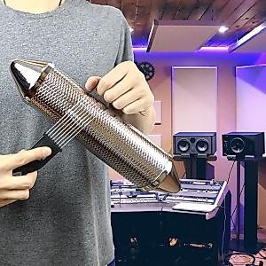 LOONELO Metal Guiro,Stainless Steel Guiro Percussion Instrument Training Tool with Scraper,Guiro Shaker Latin Percussion Musical Band Accompaniment (Silver-15X3inch)