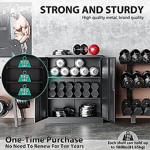 Metal Storage Cabinet Locked Steel Cabinet with 2 Adjustable Shelves Office Cabinet Locking Tool Cabinets Kitchen Storage Cabinet metal locker Small Counter Height Storage Cabinet Cupboard 35.4"H